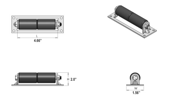 Global Link RV Surface Mount Slide Out Roller, Double Roller